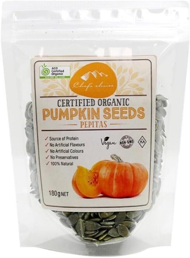 Certified Organic Pumpkin Seeds Pepitas 180g – Baba G Online Grocery Store